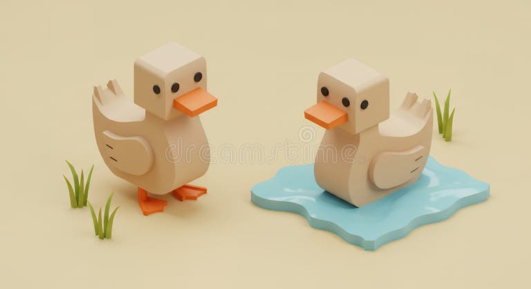 Charming Isometric 3D Duck with Clean Lines and Friendly Expression ...