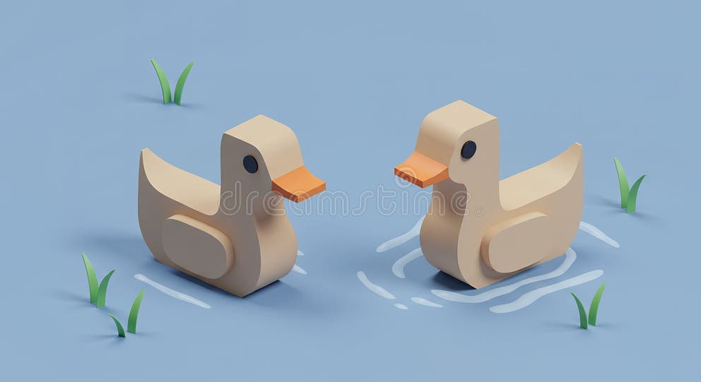 Charming Isometric 3D Duck with Clean Lines and Friendly Expression ...