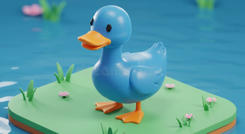 Charming Isometric 3D Duck with Clean Lines and Friendly Expression ...