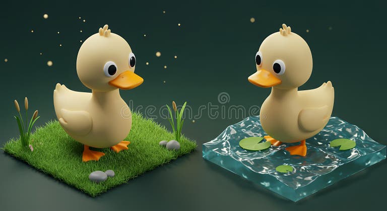 Charming Isometric 3D Duck with Clean Lines and Friendly Expression ...