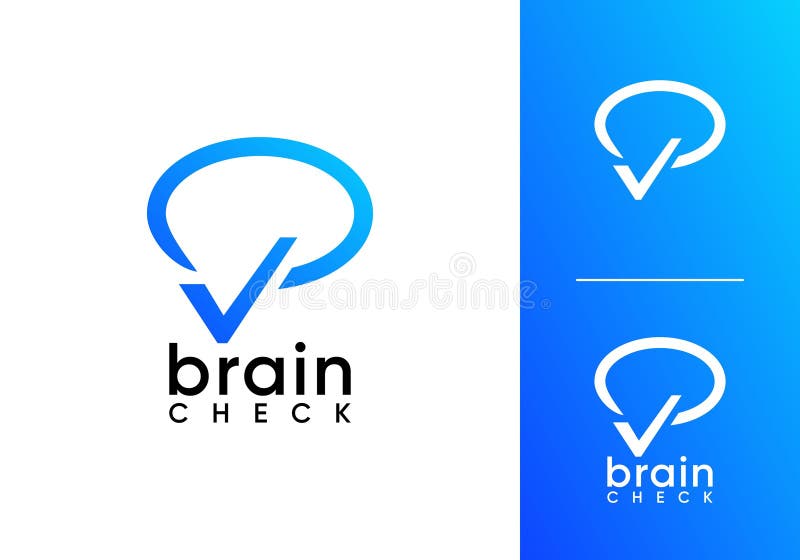 Simple Check Brain Logo Design. Smart Brain Innovation Technology ...