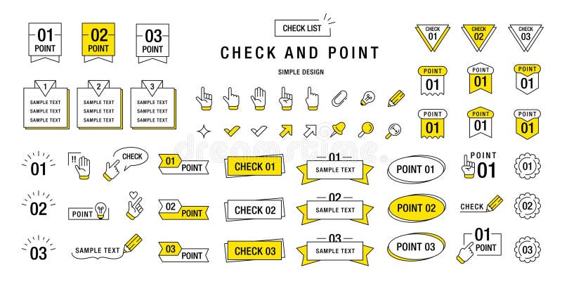 Simple Check and Point. Checkmarks and Pointer Icons Stock Illustration ...