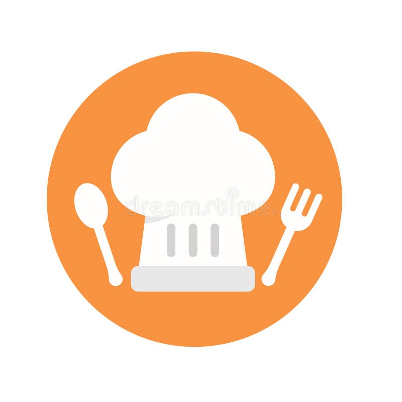 Simple Chef Hat Vector with Orange Background Stock Vector ...