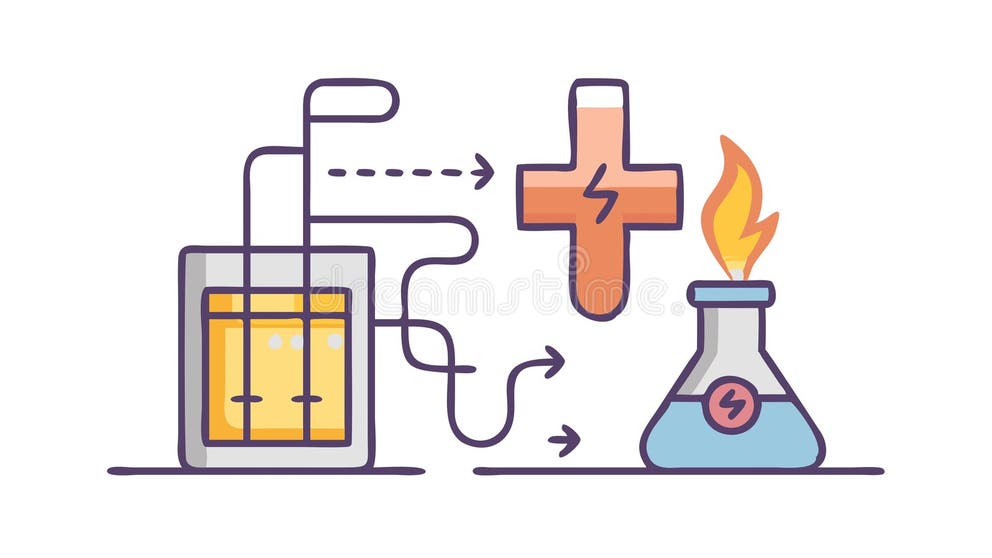 Simple Chemical Reaction Process Diagram with Heating Flame Vector ...