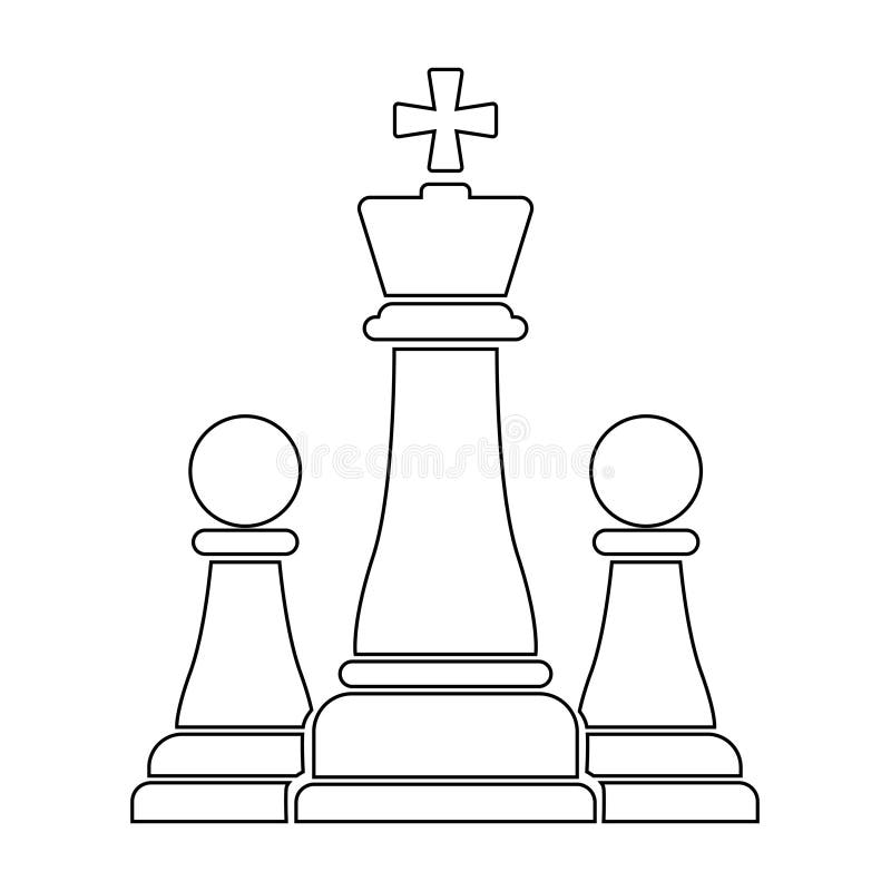 Simple Chess Icon Symbol King and Two Pawn White Chess Symbol Stock ...