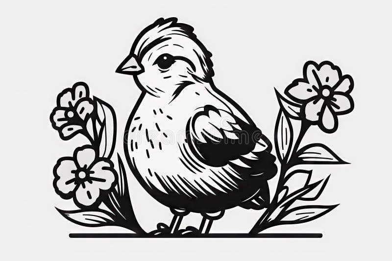 Simple Chicken Logo with Flower for Farm Products. Stock Illustration ...