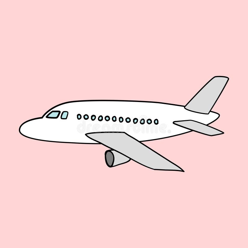 Simple Childish Drawing of Airplane Stock Vector - Illustration of ...