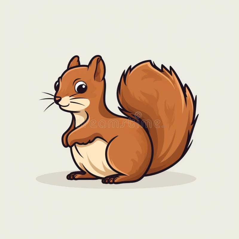 Simple Children S Drawing of a Cute Squirrel on White Background Stock ...