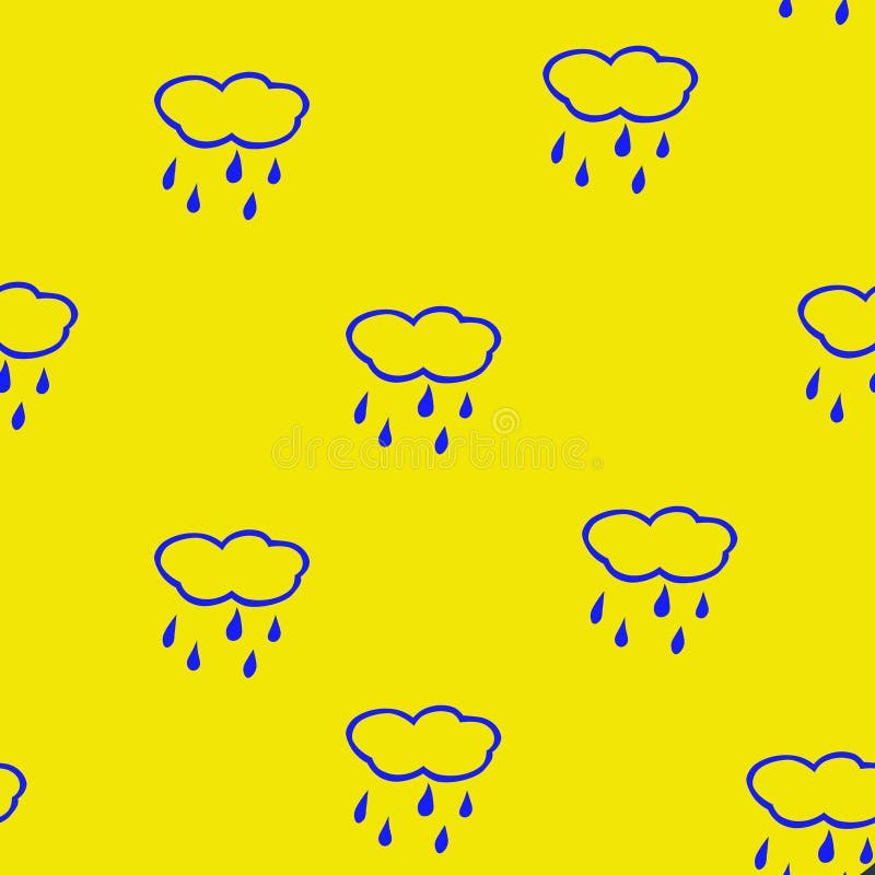 Simple Children S Yellow Pattern with Clouds. Cheerful Hand Drawn Cloud ...