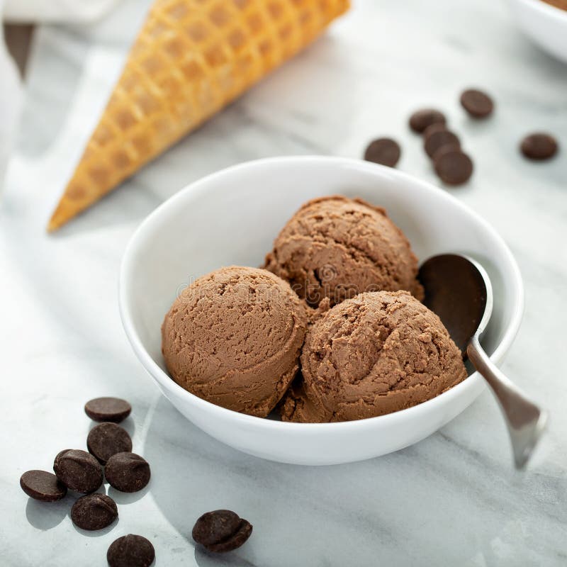 SImple Chocolate Ice Cream in a Bowl Stock Image - Image of plate ...