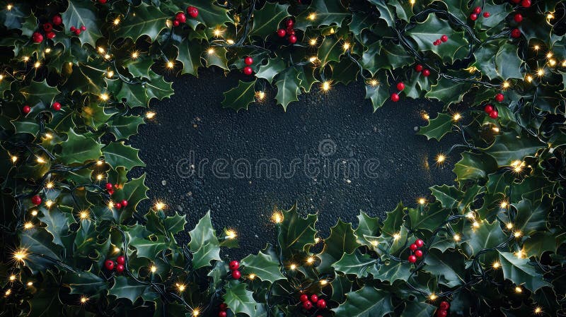 A Simple Christmas Backdrop with Holly, Ivy Stock Illustration ...