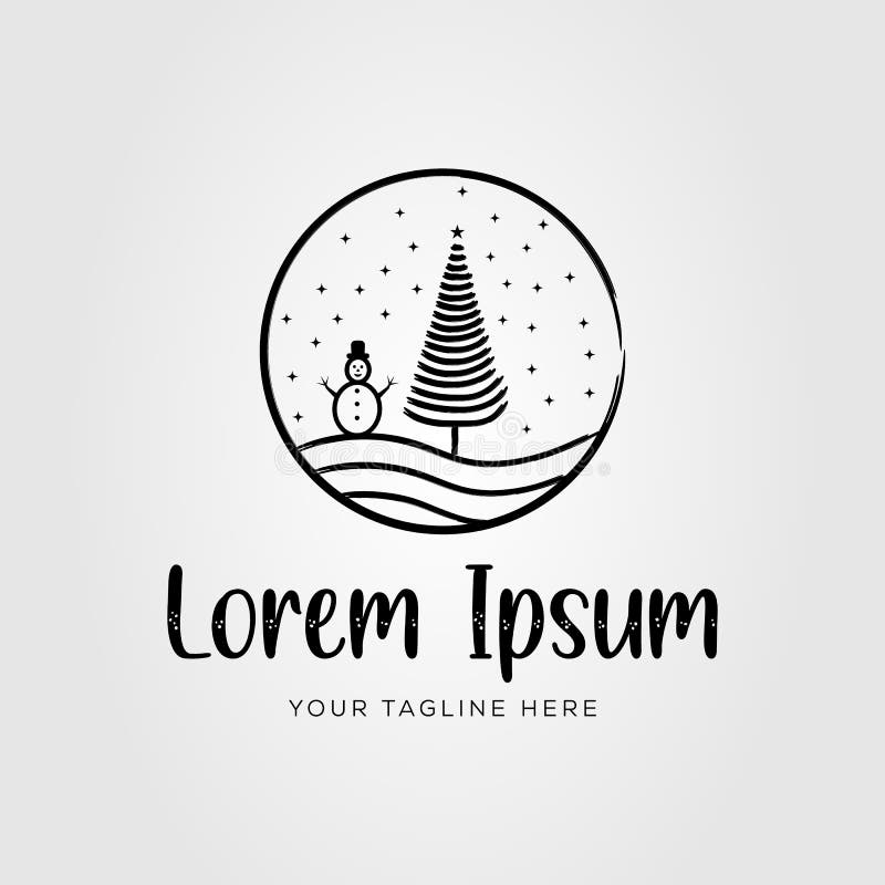 Simple Christmas Pine Tree and Snowman Logo Vector Illustration Design ...