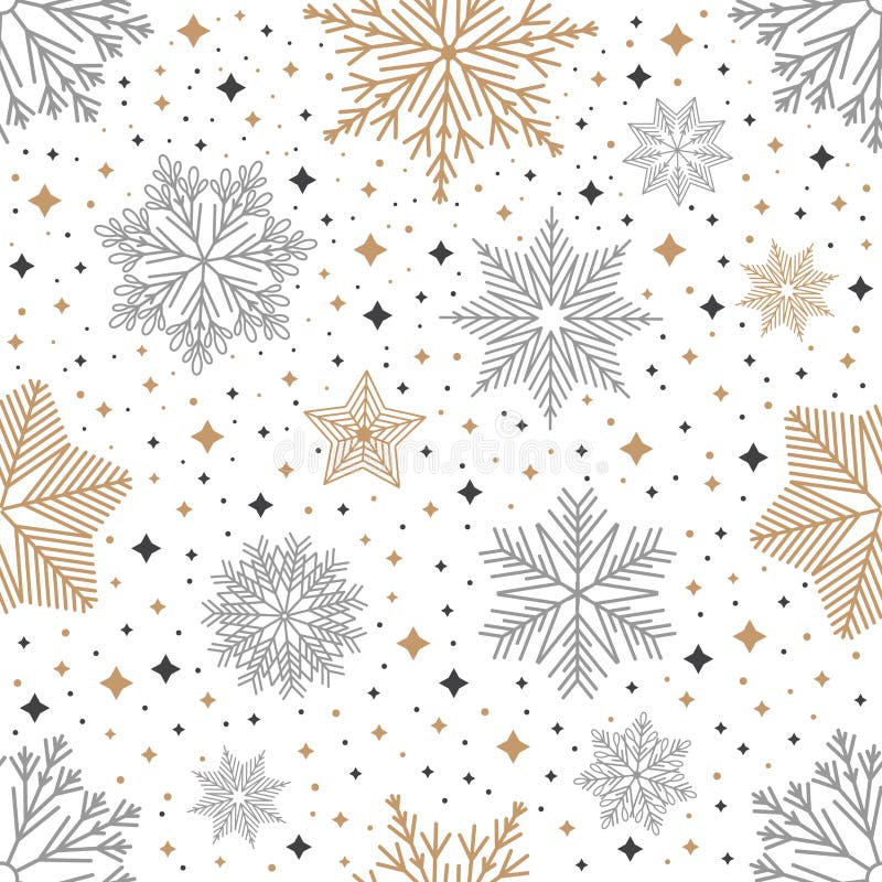 Simple Christmas Seamless Pattern. Snowflakes with Different Ornaments ...