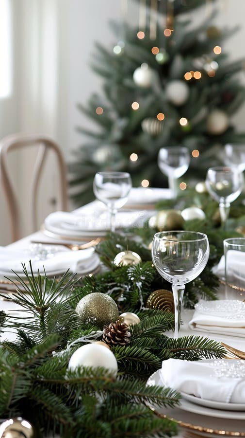 Simple Christmas Table Setting with a Modern Touch. Stock Illustration ...