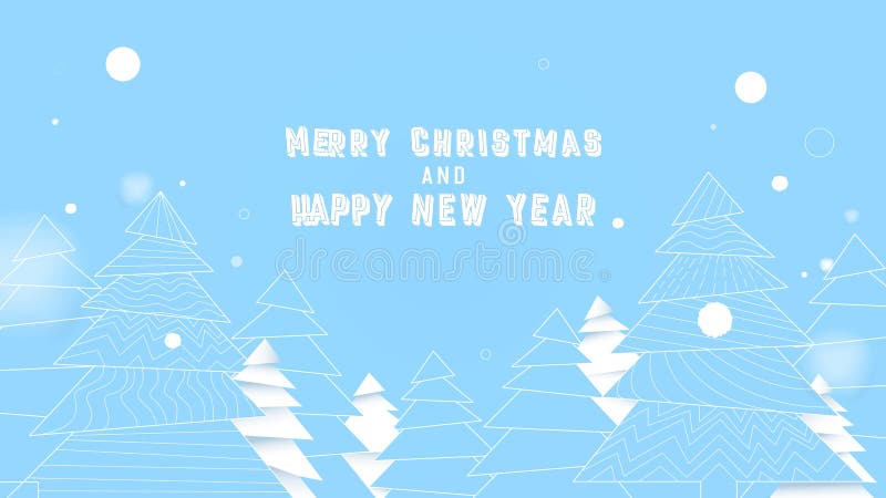 Simple Christmas Tree In Blue And White Colors. Merry Christmas And New ...