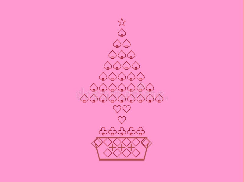 Simple Christmas Tree Drawing on Pink Paper Stock Illustration ...
