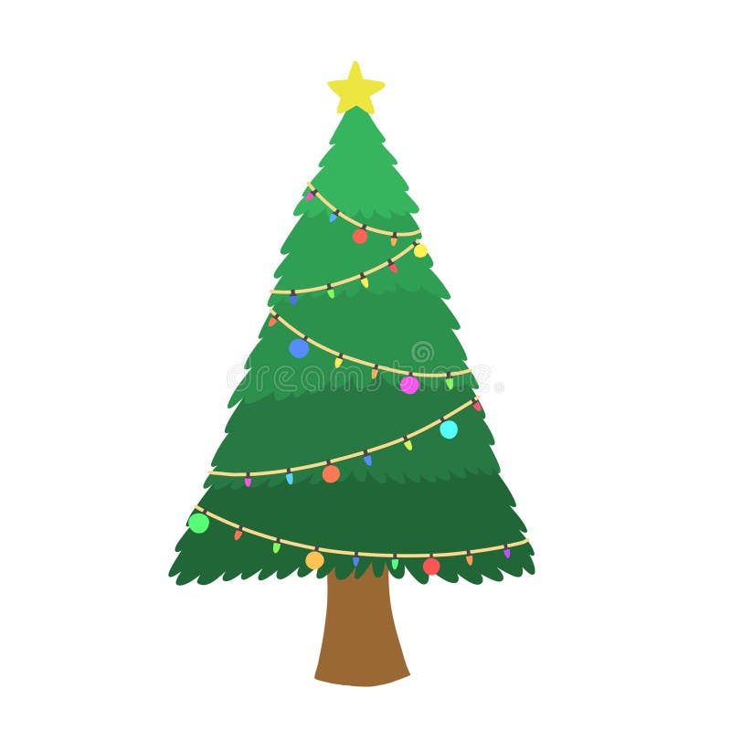 A Simple Christmas Tree on White Background Stock Illustration ...