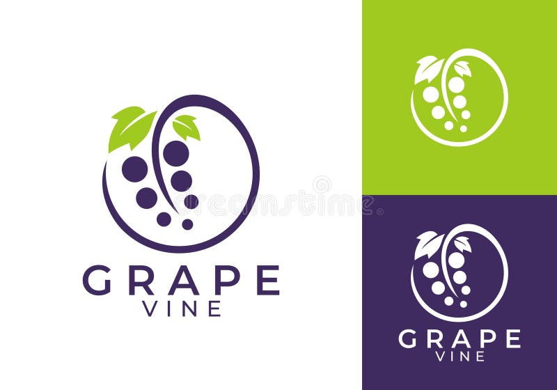 Simple Circle Grape Vine Logo Vector Design Stock Vector - Illustration of sweet, nutrition ...