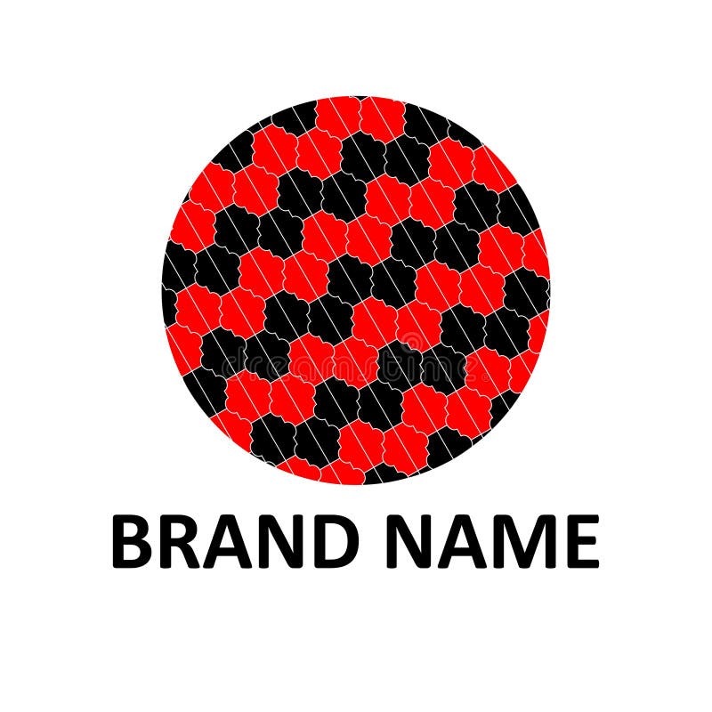 Simple Circle Logo. Geometric Mosaic in Black and Red Colors Stock ...