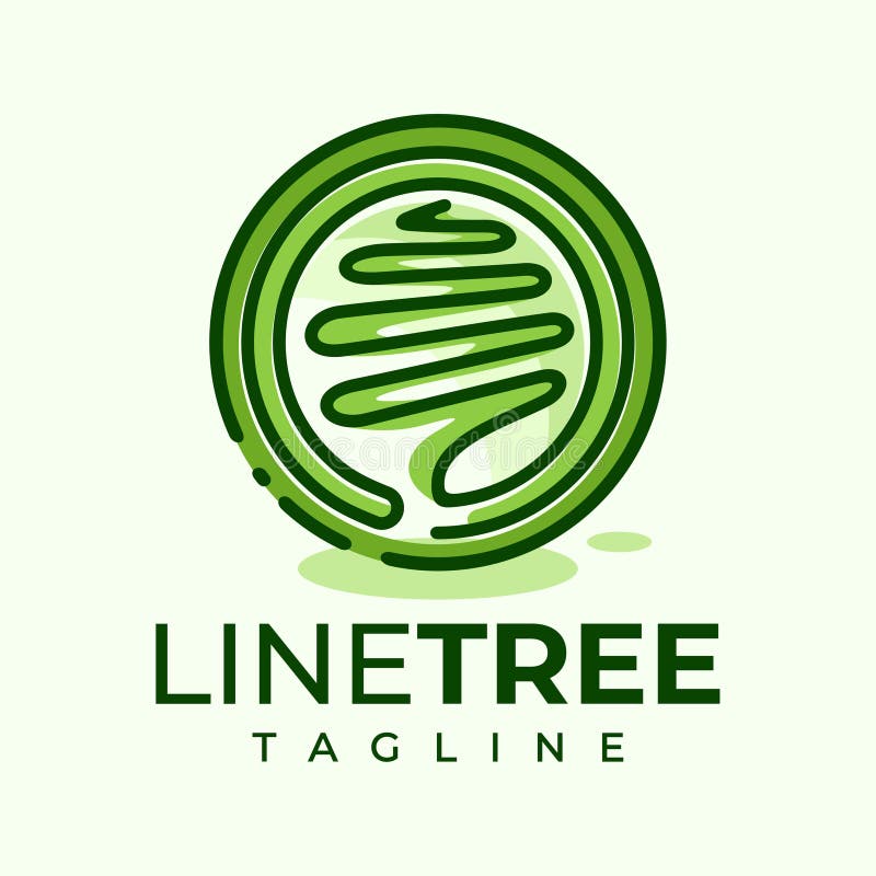 Simple Circle Tree Cartoon Logo Design Vector. Modern Technology Plant Logo. Stock Vector ...