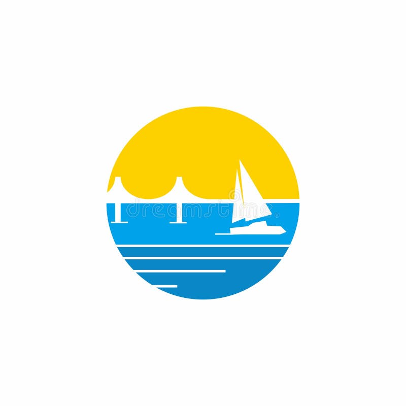 Simple Circle Yellow Blue Illustration Icon for Sailing Hobbies Stock ...