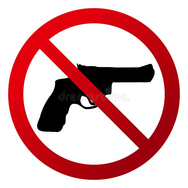 Simple, Circular `No Firearms Allowed`. Red Gradient Sign, Black ...
