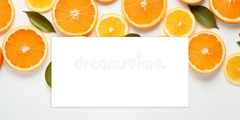 Simple Citrus Background with Oranges and with a Blank White Frame in ...