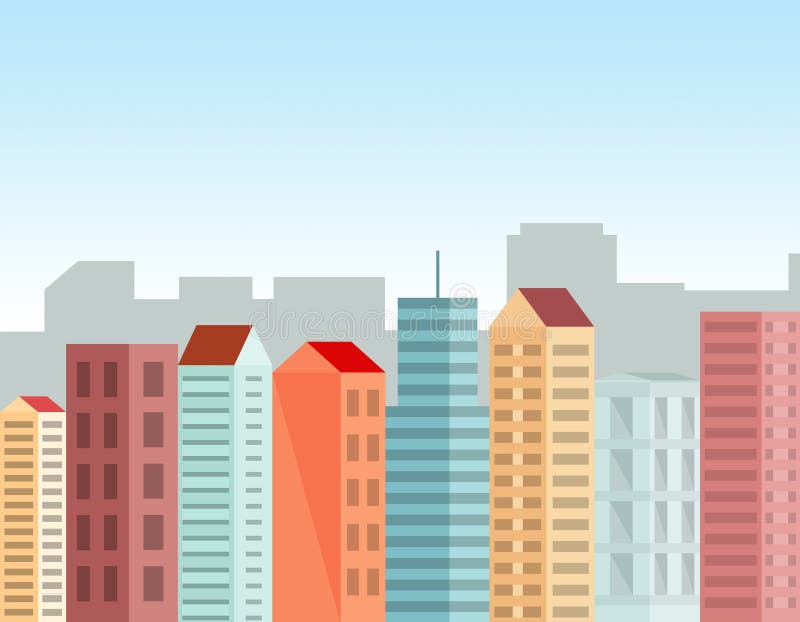 Simple City Illustration Silhouette Stock Illustration - Illustration ...