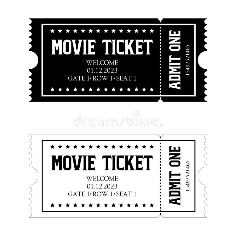 Simple Classical Tickets. Black and White Colors. Vector Illustration ...