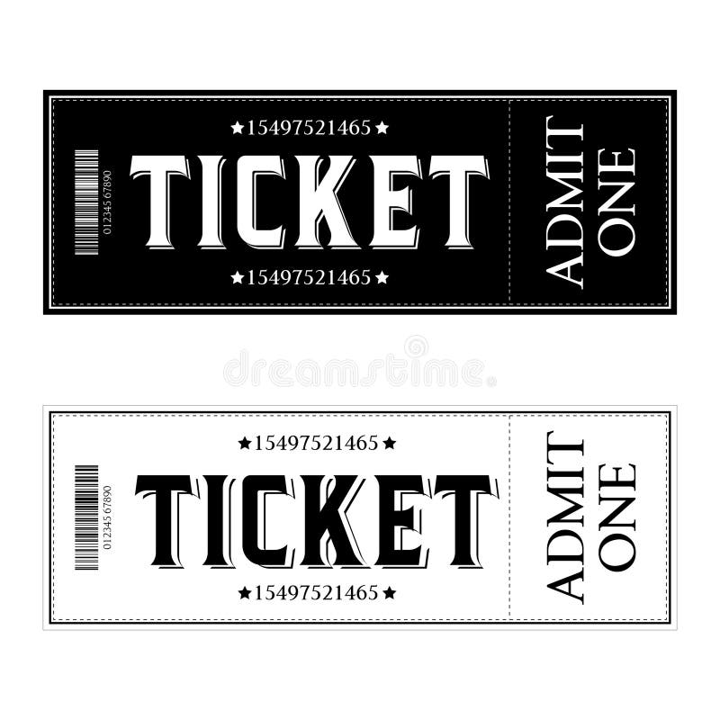 Simple Classical Tickets. Black and White Colors. Vector Illustration ...