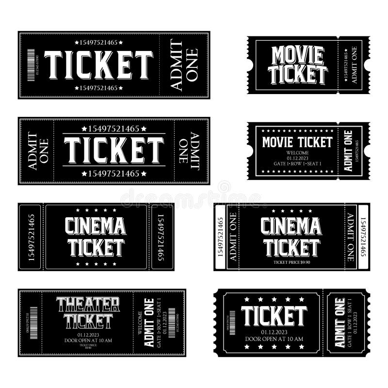 Simple Classical Tickets. Black and White Colors. Vector Illustration ...