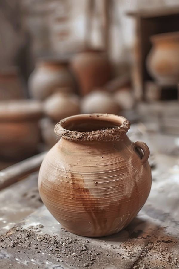 A Simple Clay Pot on a Wooden Table. Suitable for Home Decor Themes ...
