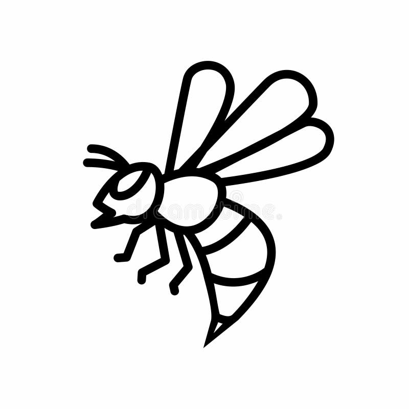 Bee, Wasp on Side View Icon Vector Outline Illustration Stock Vector ...
