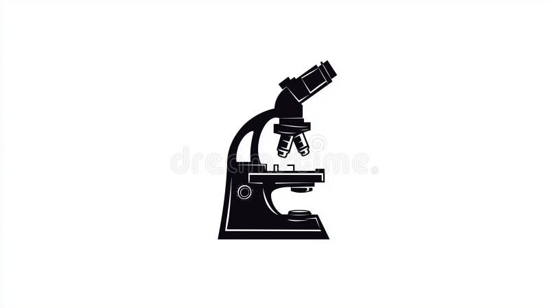 Minimalist Black Vector Illustration of a Microscope Stock Illustration ...