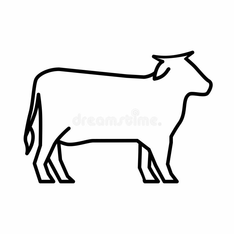 Cow Side View Outline Vector Illustration Stock Vector - Illustration ...