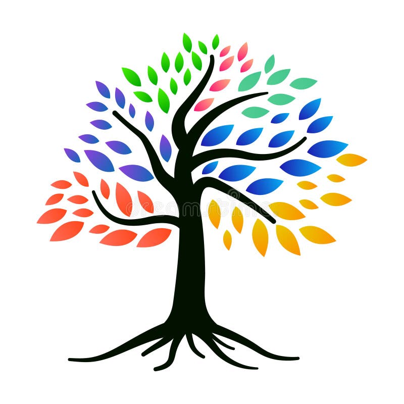 Colorful Tree with Leaves Vector Icon Design Stock Illustration ...