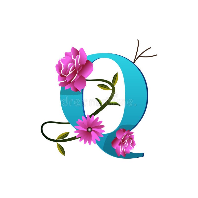 Creative Floral Q Logo Icon Art Illustration Stock Vector ...