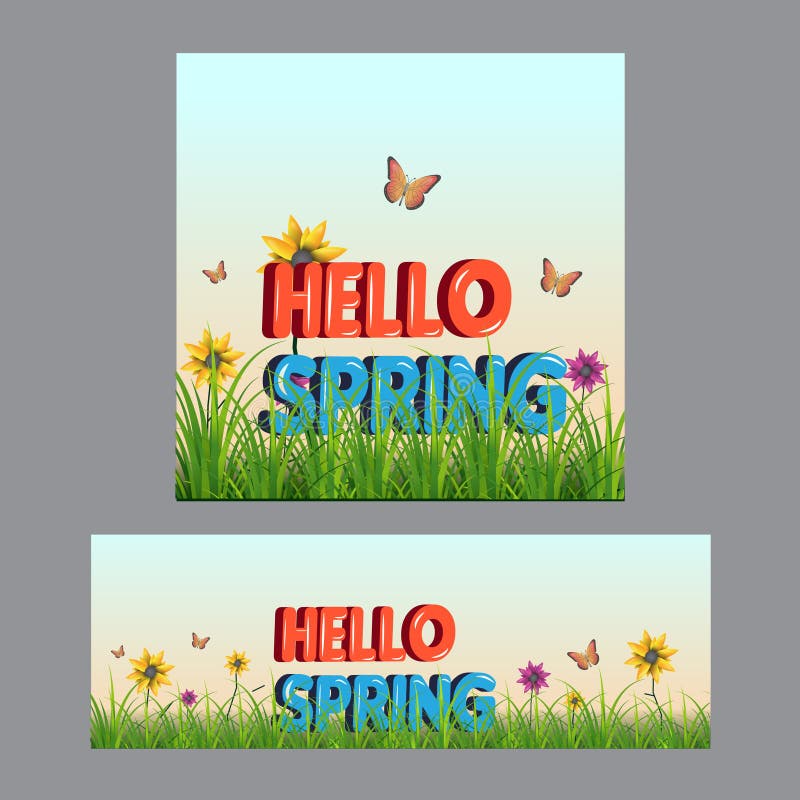 Hello Spring Season Banner Vector Art Illustration Stock Illustration ...