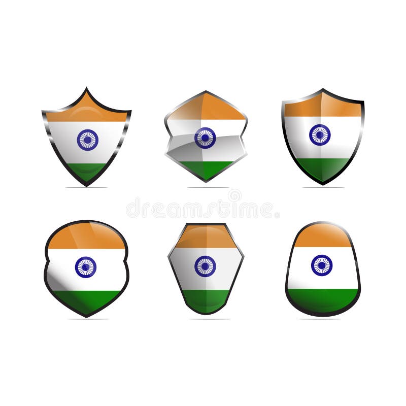 Indian Shield Set Vector Art Illustration Stock Vector - Illustration ...