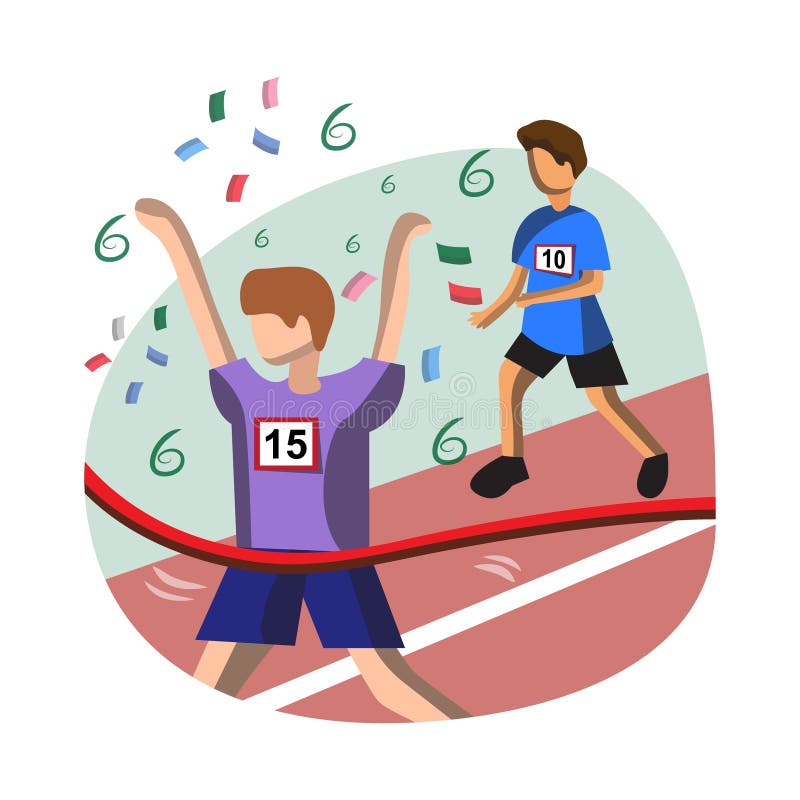 Kid Winning a Running Race Vector Illustration Stock Vector ...