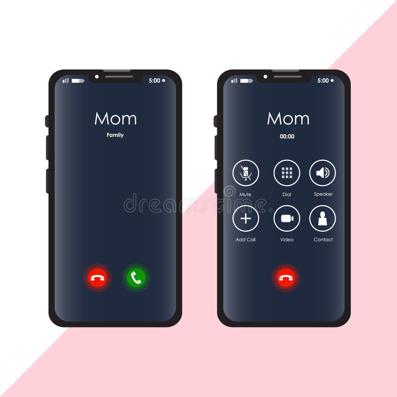 Phone with Mom Calling Screen Illustration Stock Illustration ...