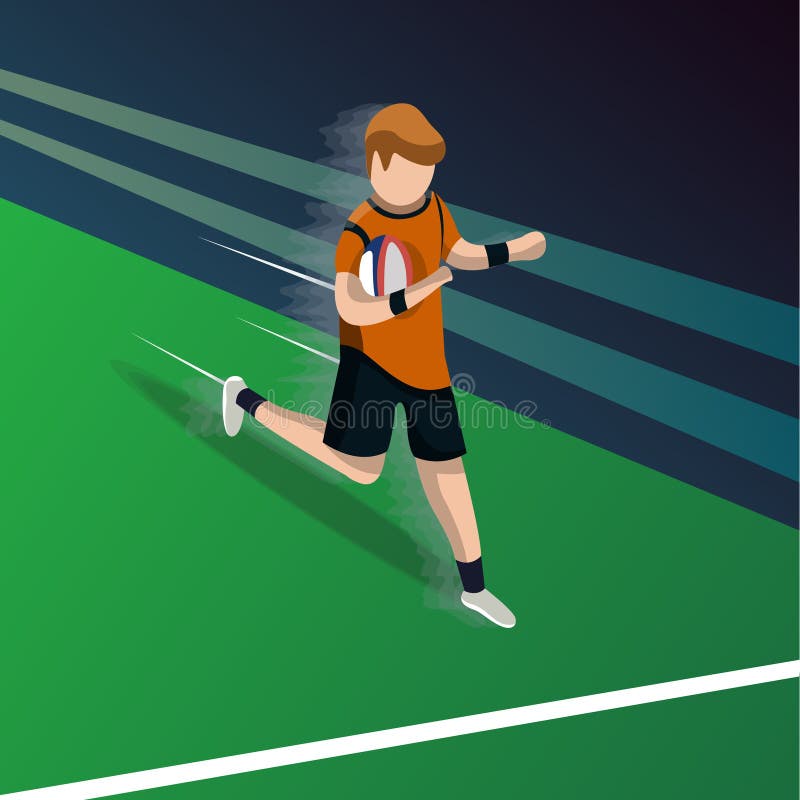 Rugby Character in Action Vector Art Design Stock Vector - Illustration ...