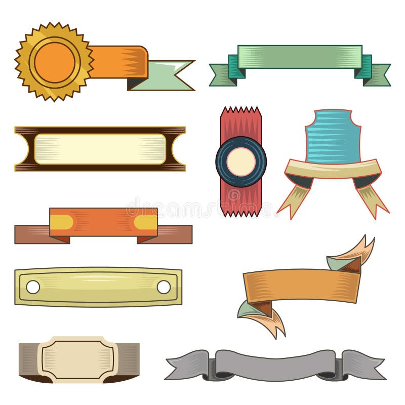 Set of Retro Ribbons Vector Art Design Stock Vector - Illustration of ...