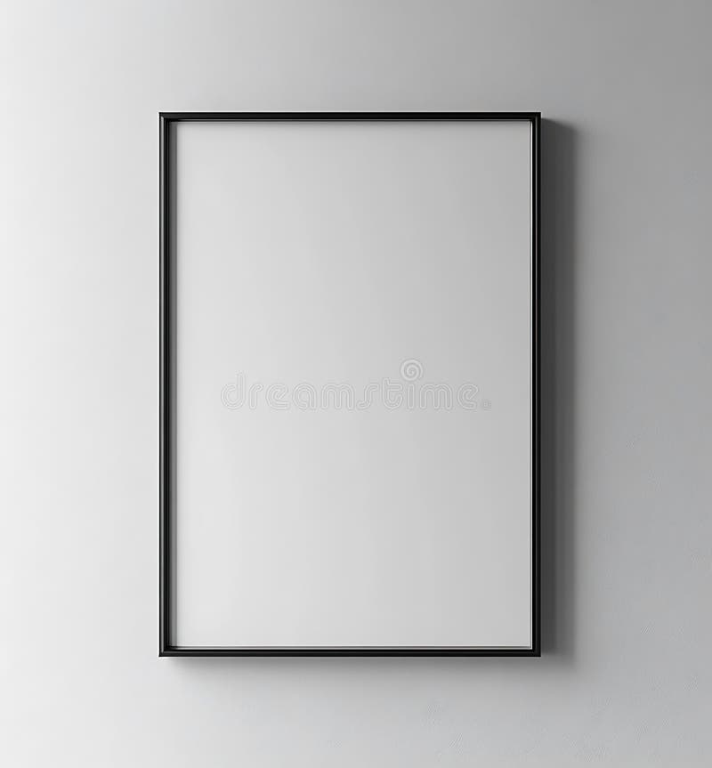 Minimalist Vertical Black Frame on Plain White Wall Stock Illustration ...