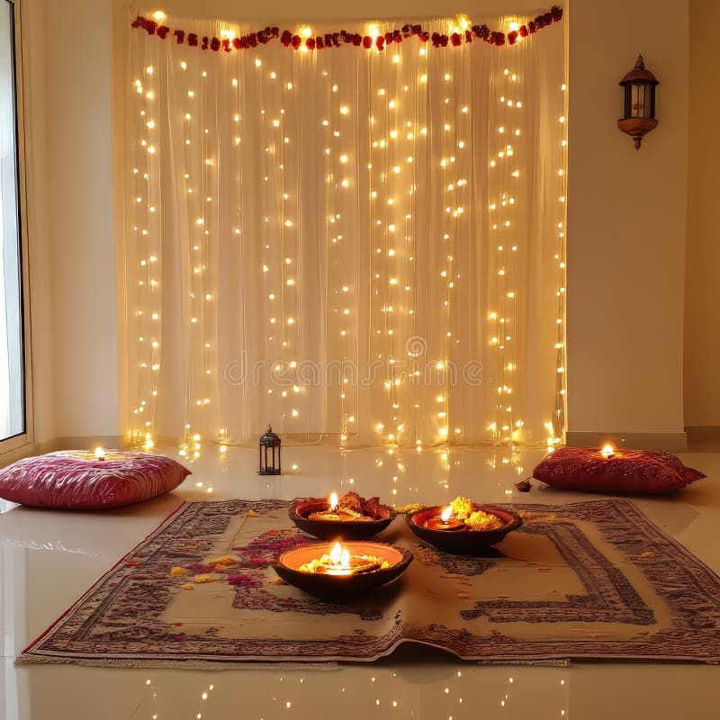 Simple and Clean Diwali Celebration Setup Stock Illustration ...