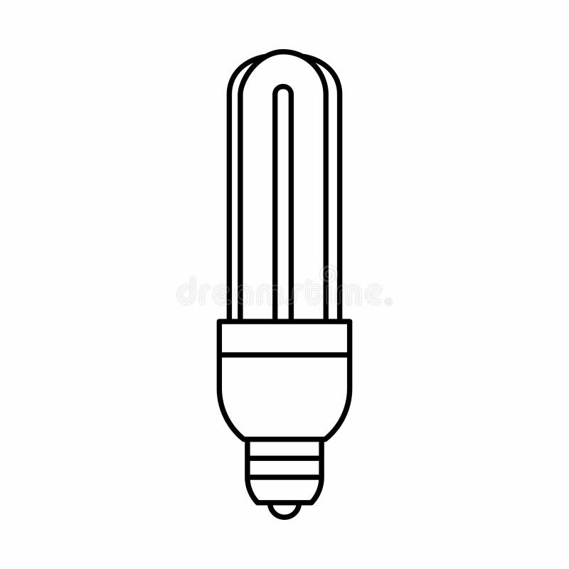 Flourescent Light Bulb Outline Icon Vector Illustration Stock Vector ...