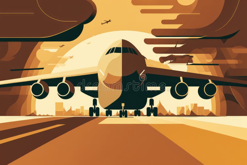 Simple and Clean Graphic Design of a Cargo Plane Taking Off from a ...