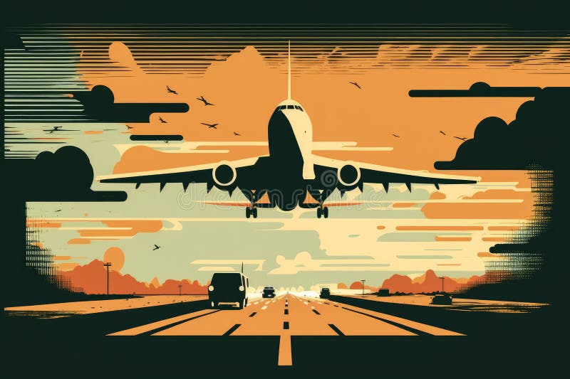 Simple and Clean Graphic Design of a Cargo Plane Taking Off from a ...