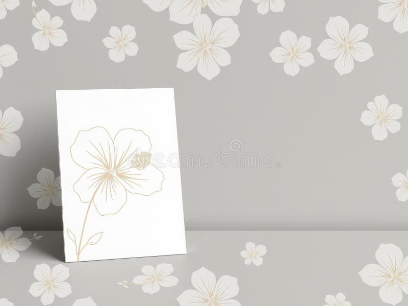 A Simple, Clean Hibiscus Pattern Note with Neutral Tones for Everyday ...