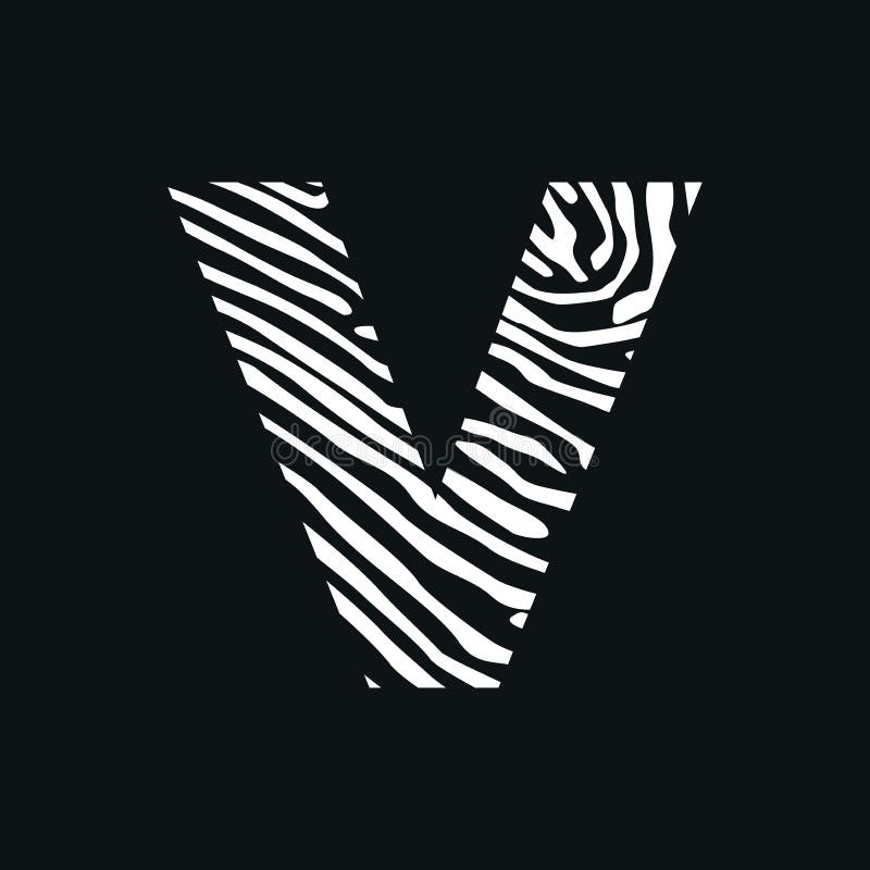 Initial Font V Zebra Texture Stock Vector - Illustration of fauna ...